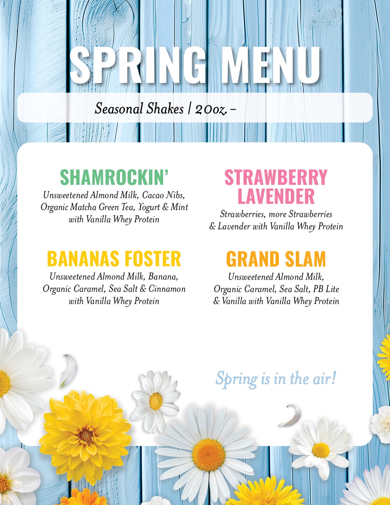 Spring Seasonal Menu – PFC Orders