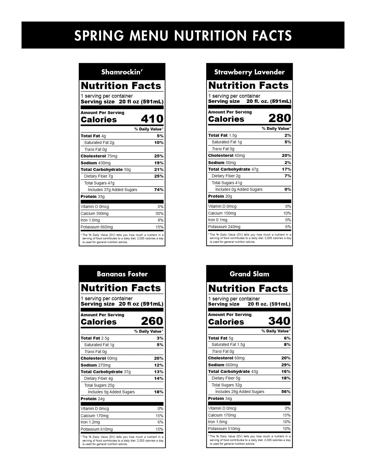 Spring Seasonal Menu – PFC Orders