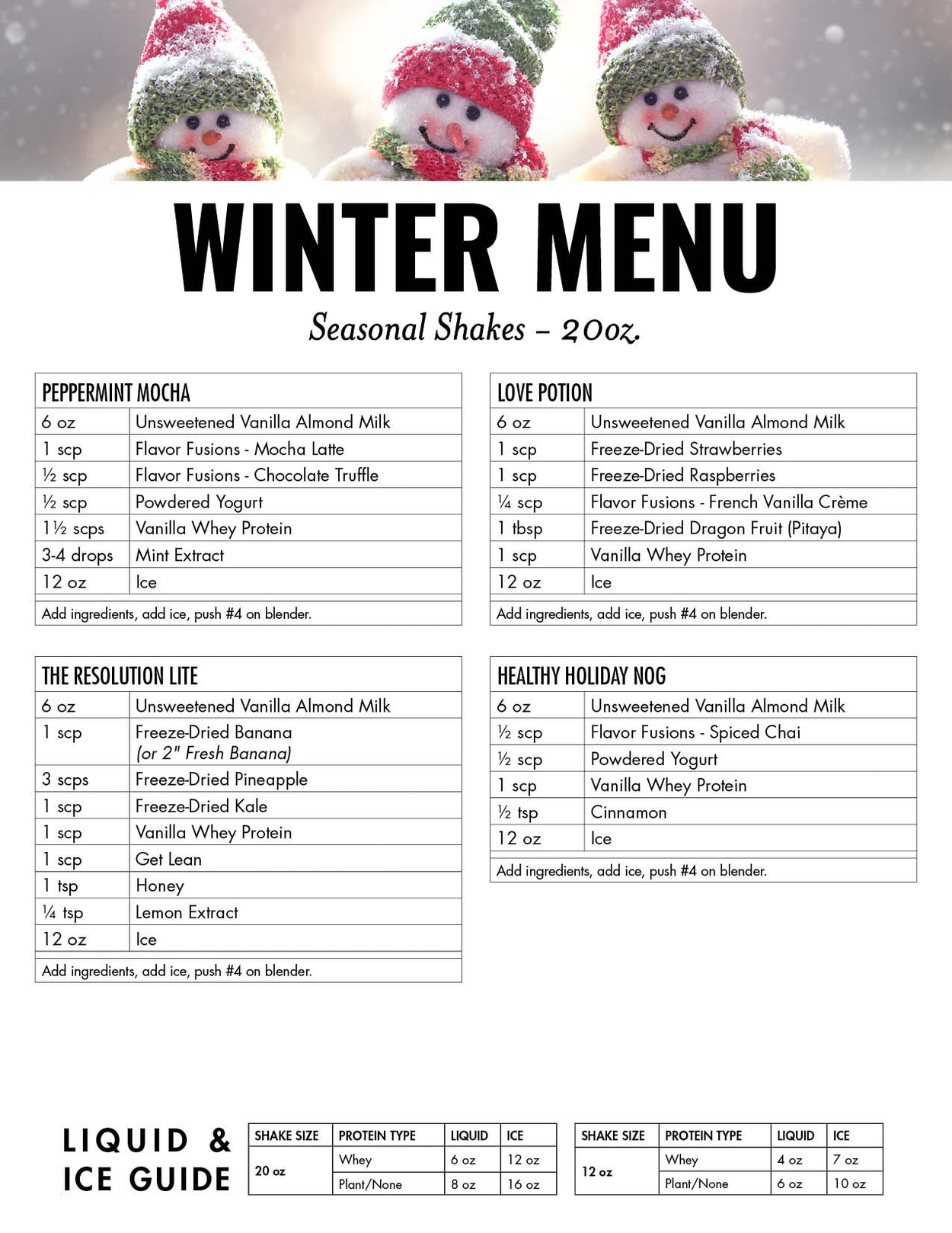 Winter Seasonal Menu – PFC Orders